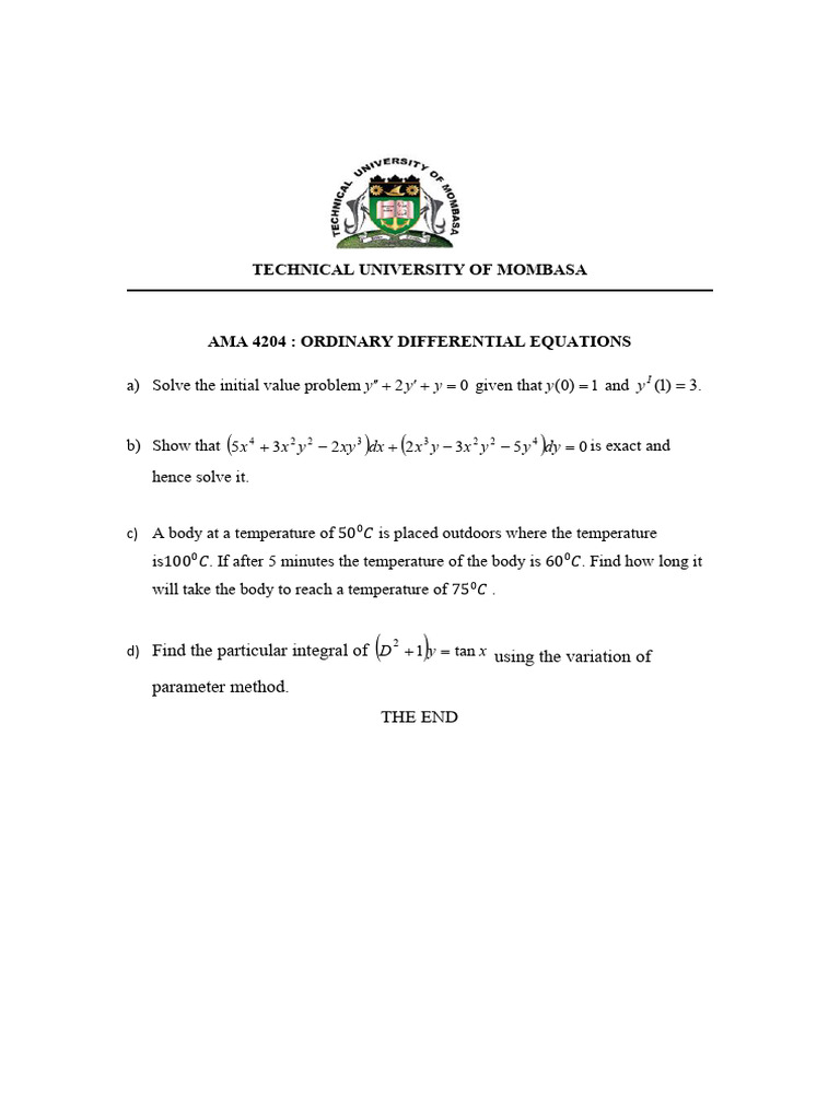 O.D.E Assingment | PDF