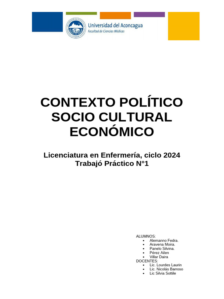 Trabajo Práctico N°1 Contexto Político Sociocultural | PDF
