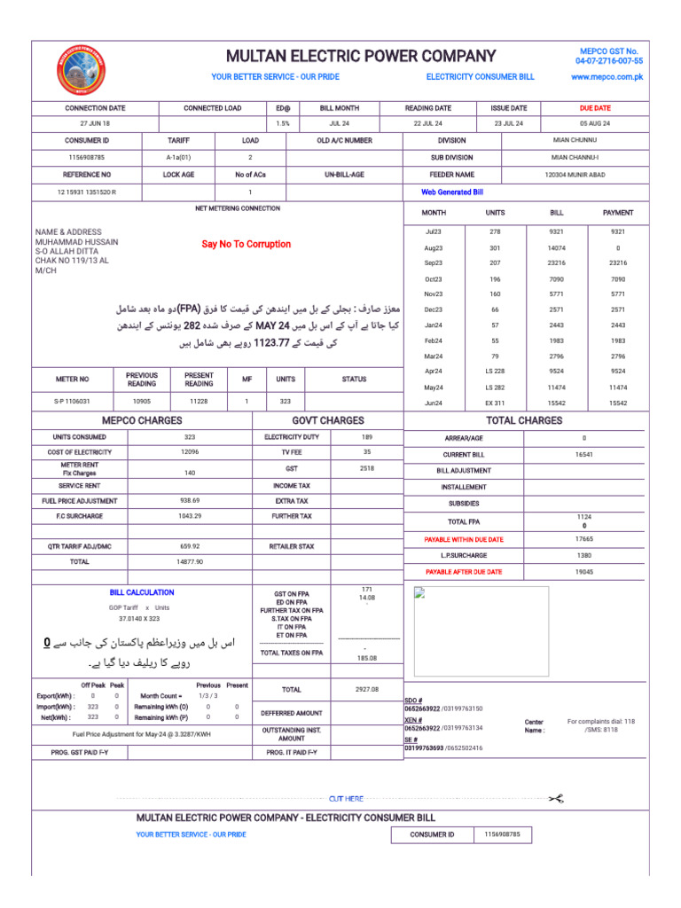 Mepco Full Bill | PDF