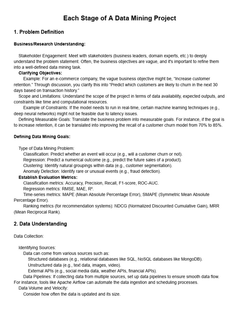 Each Stage of A Data Mining Project | PDF | Cross Validation ...