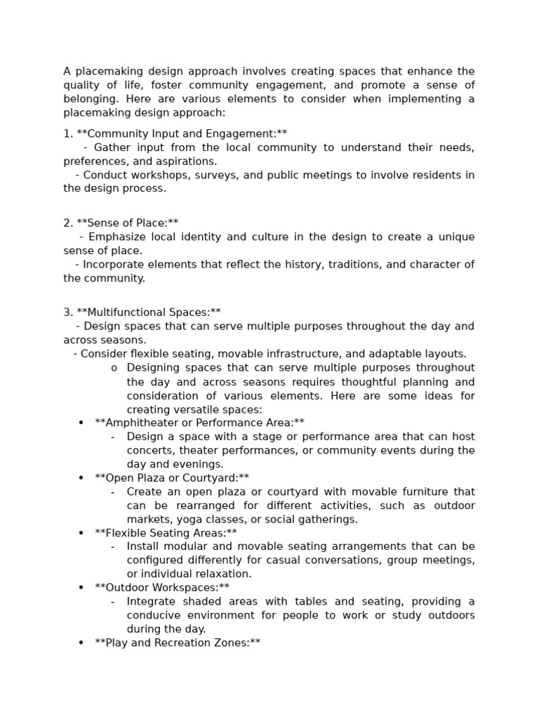 A Placemaking Design Approach Involves | PDF