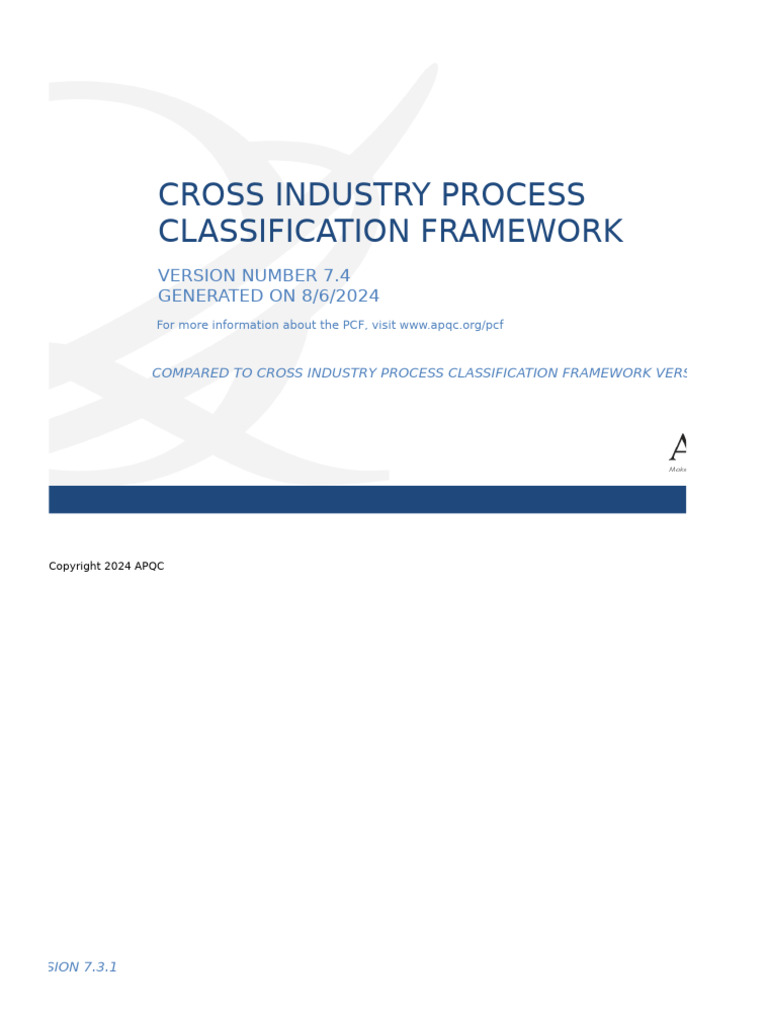 K014749 - APQC Process Classification Framework (PCF) - Cross-Industry ...