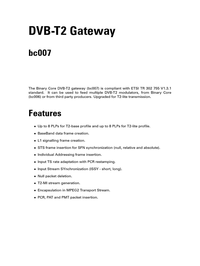 DVB t2 Gateway | PDF