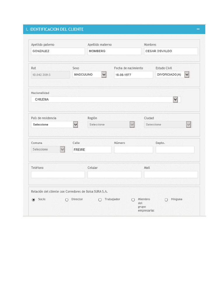 Ficha de Cliente | PDF
