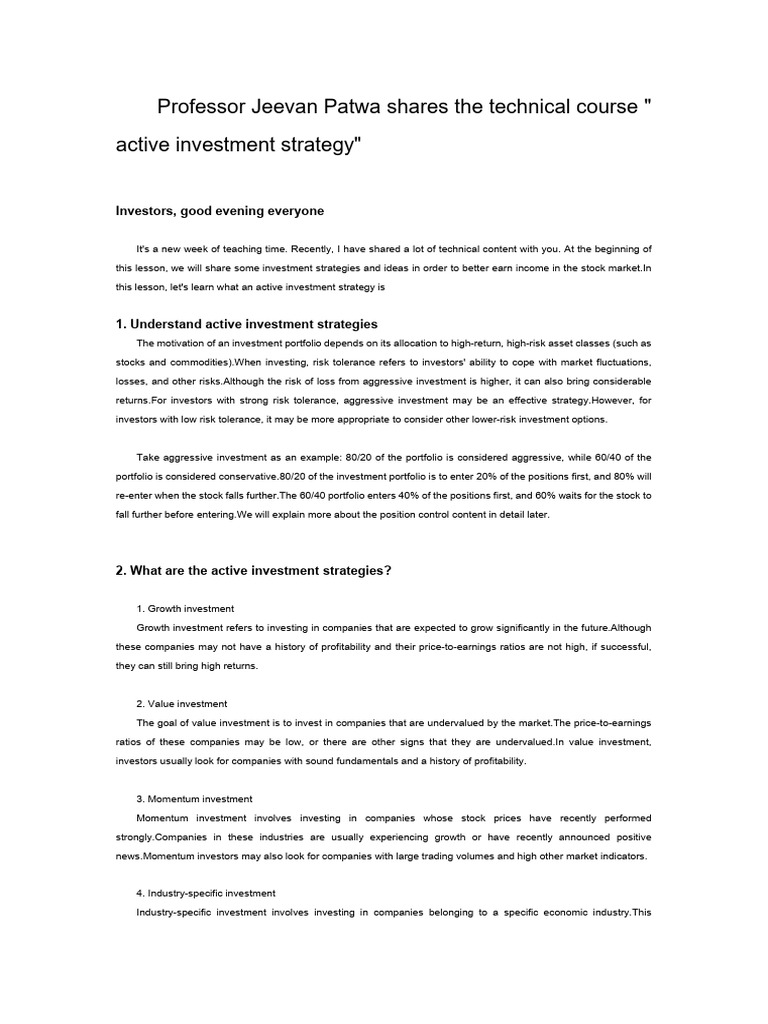 active investment strategy | PDF
