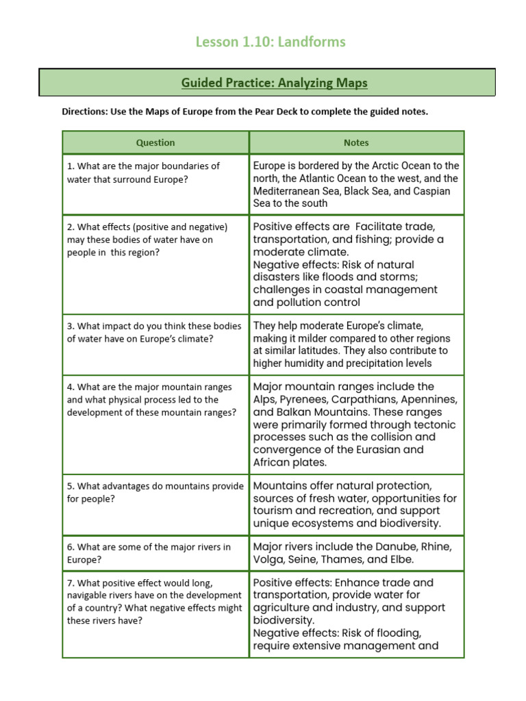 Lesson 1.10 - Landforms | PDF