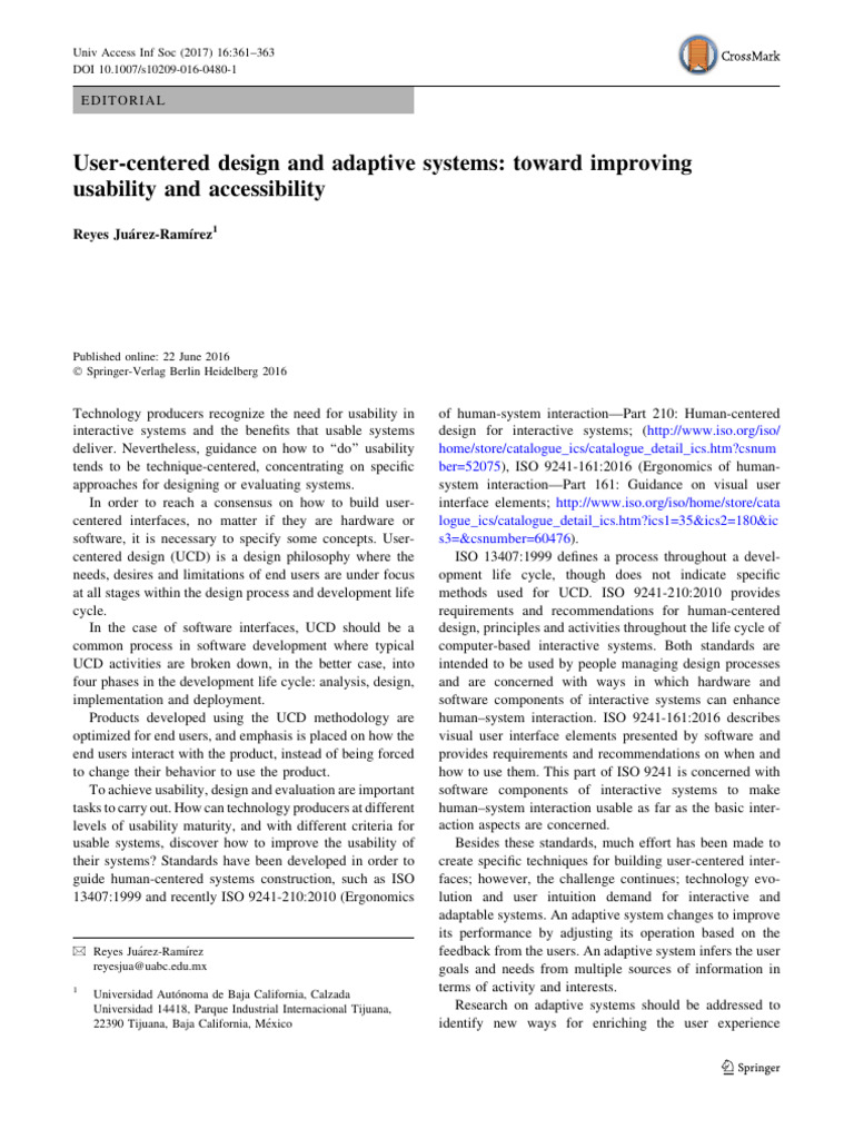 User-Centered Design and Adaptive Systems: Toward Improving Usability and Accessibility | PDF