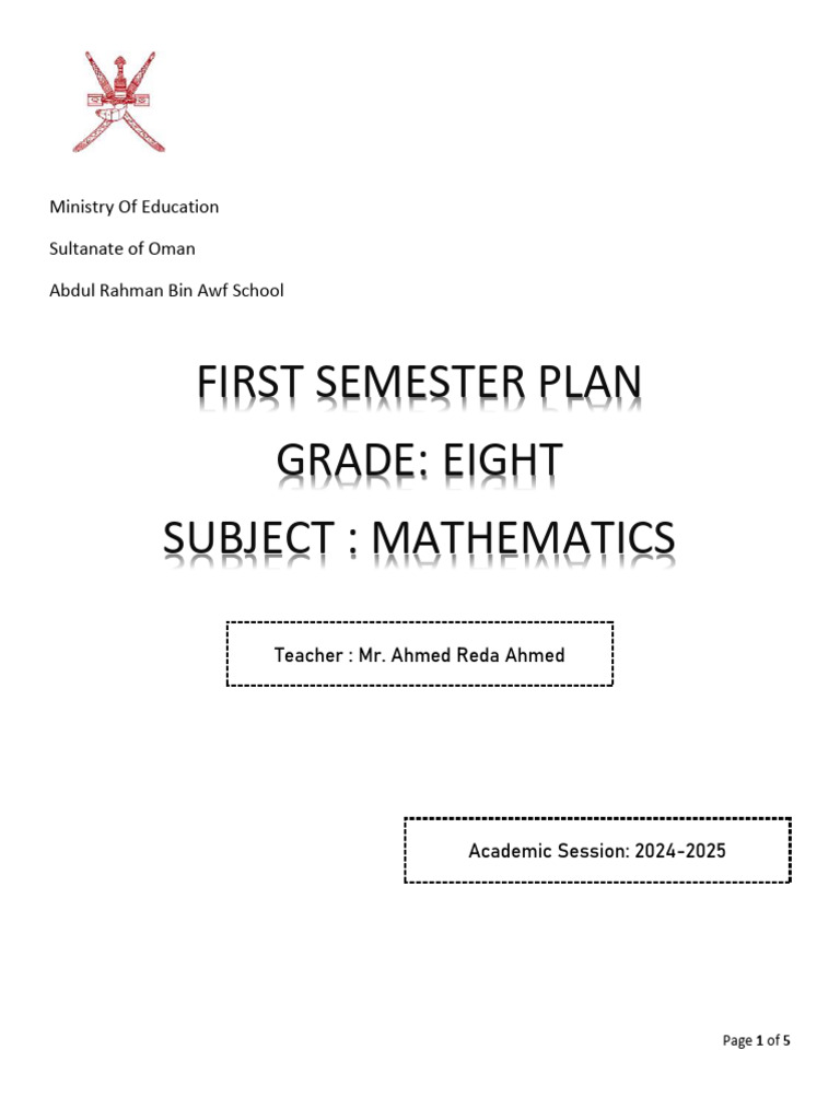 Math Distribution Plan 2024 grade8 | PDF