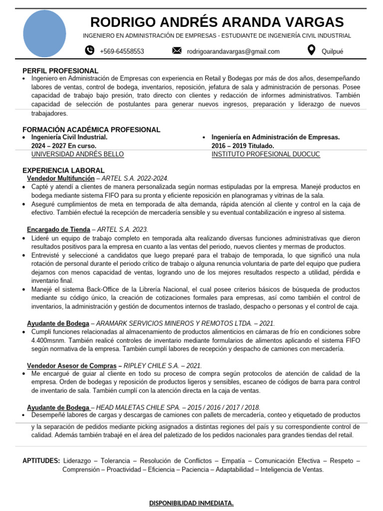 Rodrigo Andrés Aranda Vargas | PDF | Microsoft