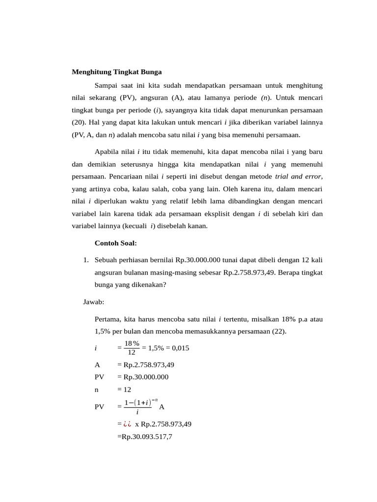 Menghitung Tingkat Bunga | PDF