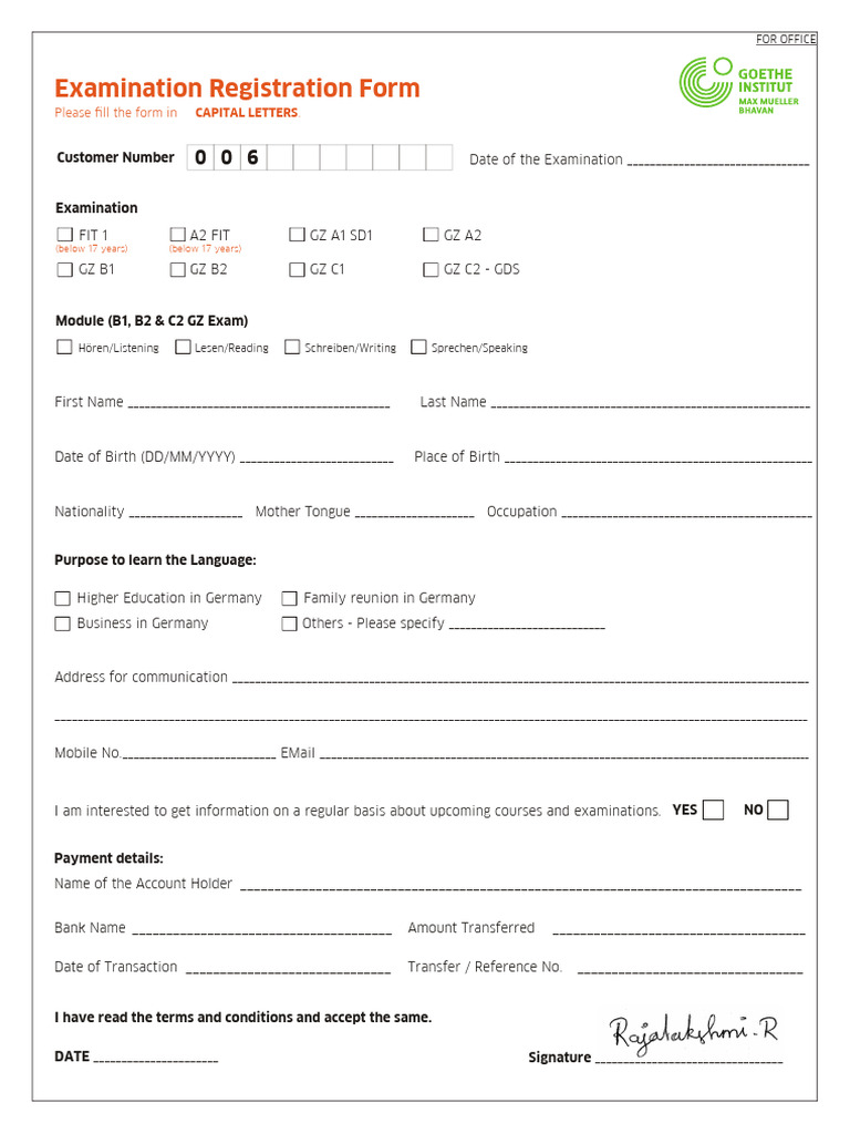 Examination Application Form 2023 - 240403 - 094921 - 240403 - 143512 | PDF