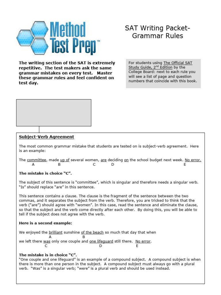 Sat Grammar Rules Packet | PDF | Adverb | Pronoun