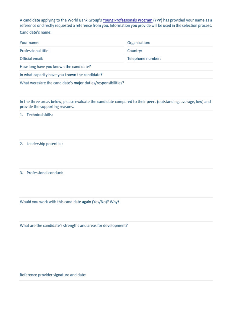 YPP Reference Form Template | PDF