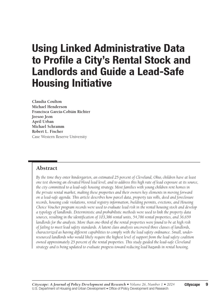 Using Linked Administrative Data To Profile A City S Rental Stock And Landlords And Guide A Lead