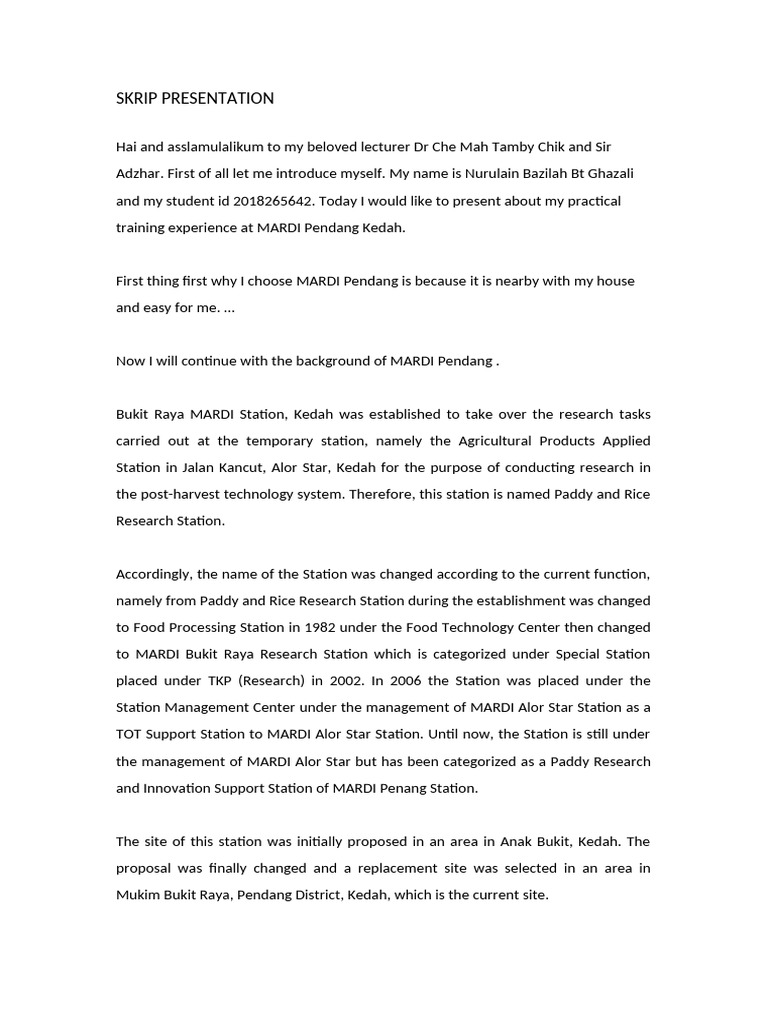 Skrip Presentation | PDF