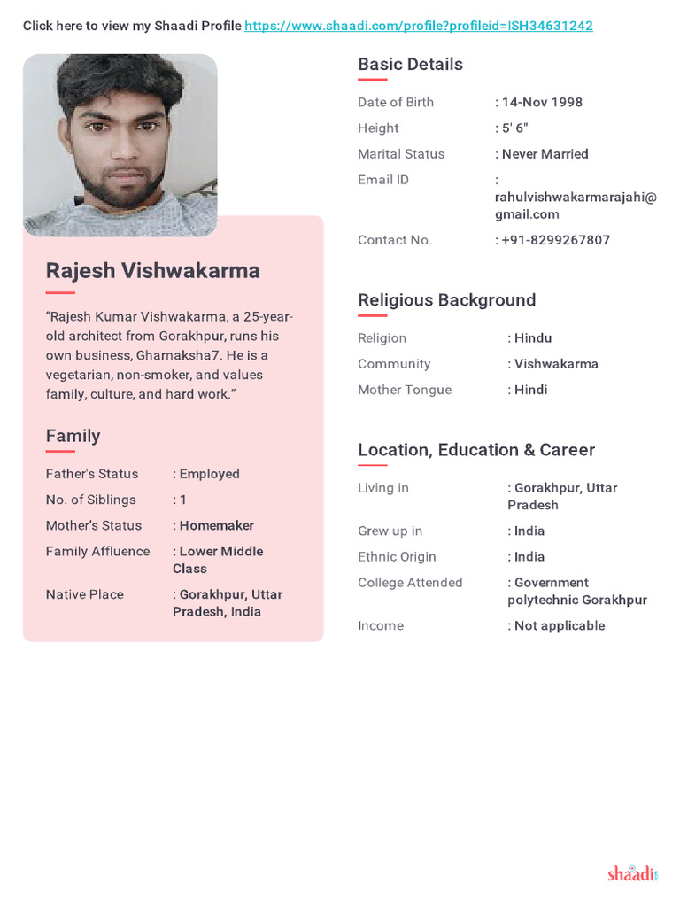 Rajesh Biodata | PDF