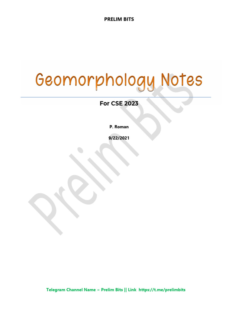 Geomorphology Notes For CSE | PDF
