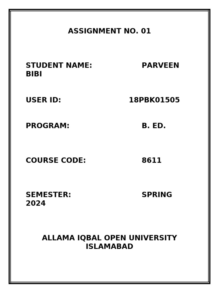 ASSIGNMENT NO. 1 Balochi 8611 | PDF