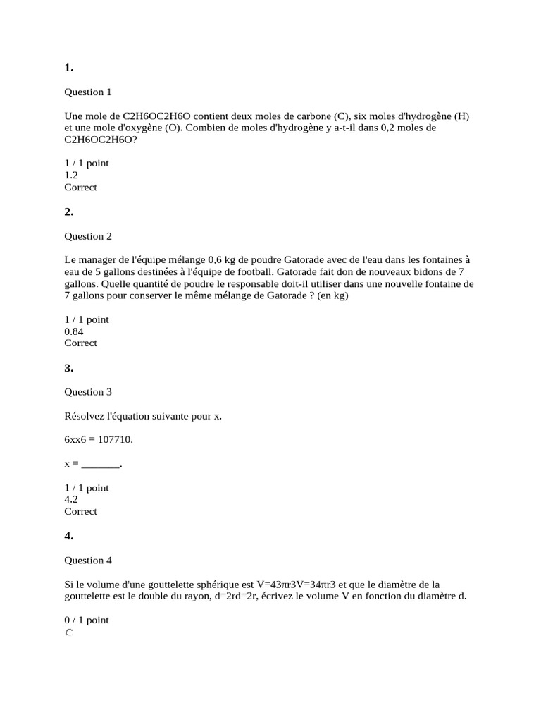 Test S1 Chimie | PDF