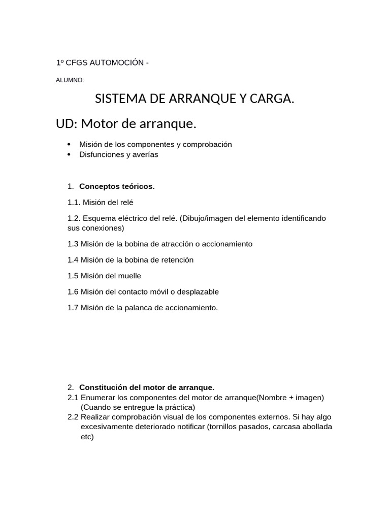 Practica Motor Arranque. | PDF