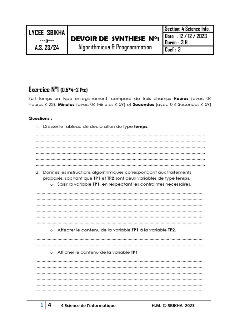 Dev Prog 4si S1 | PDF