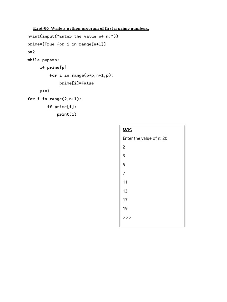 Expt 06 Prime Numbers Pdf