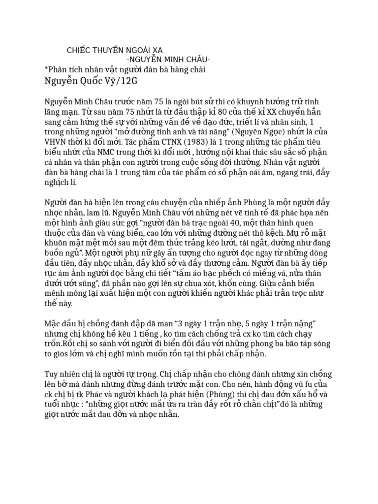 Nguy N Qu C V /12G: Phân Tích Nhân V T NG I Đàn Bà Hàng Chài | PDF