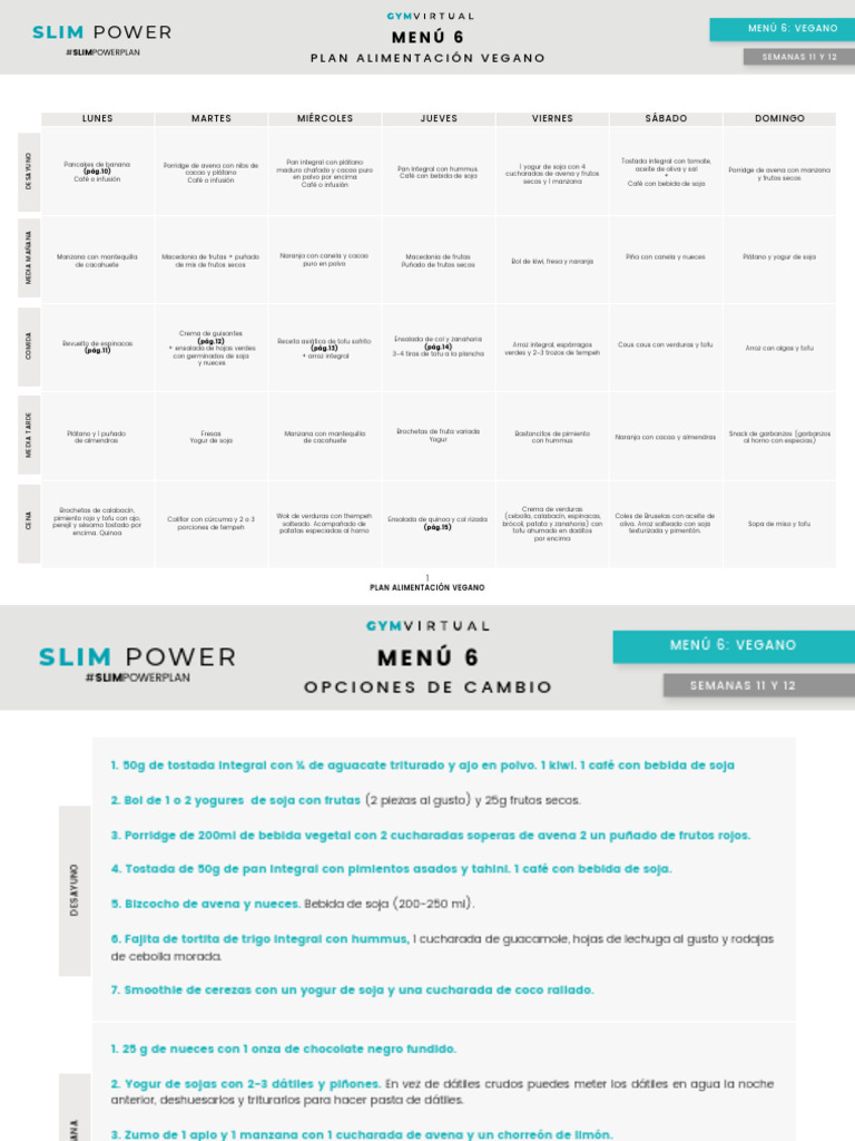 MENU Vegano 6 Slim Power | PDF