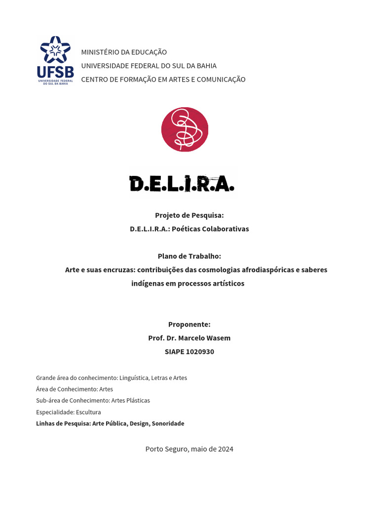 Plano de Trabalho PIPCI 2024 | PDF