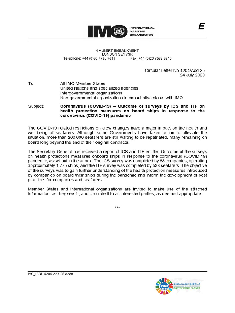 Circular Letter No.4204-Add.25 - Coronavirus (Covid-19) - Outcome of ...