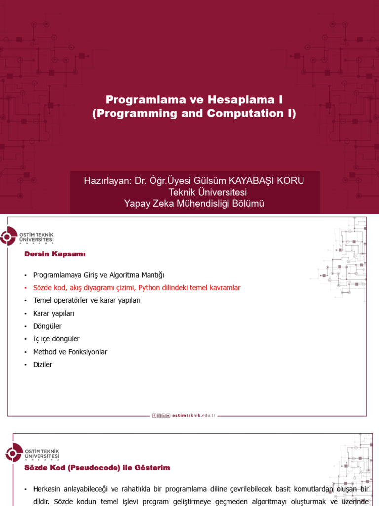 Programlama Ve Hesaplama-2.Hafta | PDF