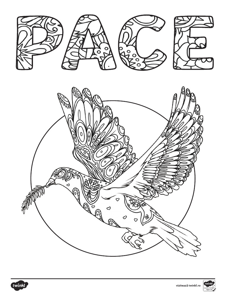 Ziua Internationala A Pacii Porumbelul Pacii Desene de Colorat Mindfulness - Ver - 1 | PDF