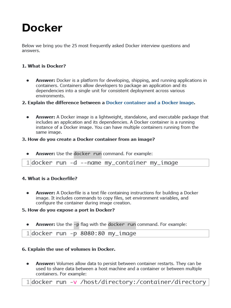 25 commom interview Docker question | PDF
