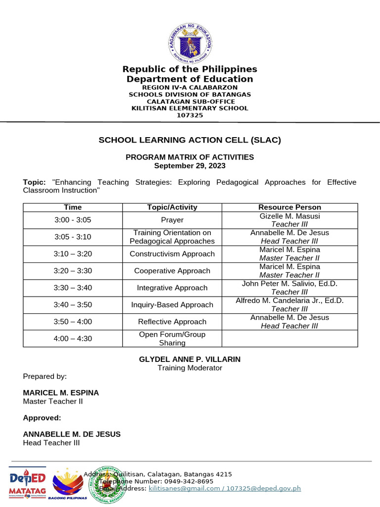 LAC Matrix 2023-2024 | PDF