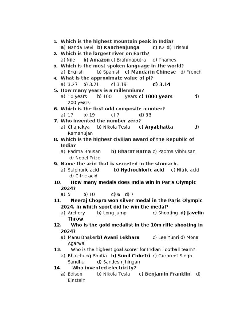 Quiz Selection questions | PDF