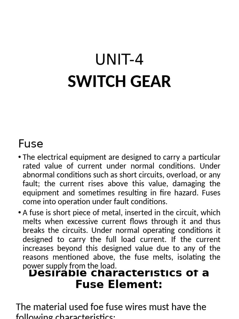 Unit 4 Switchgear | PDF