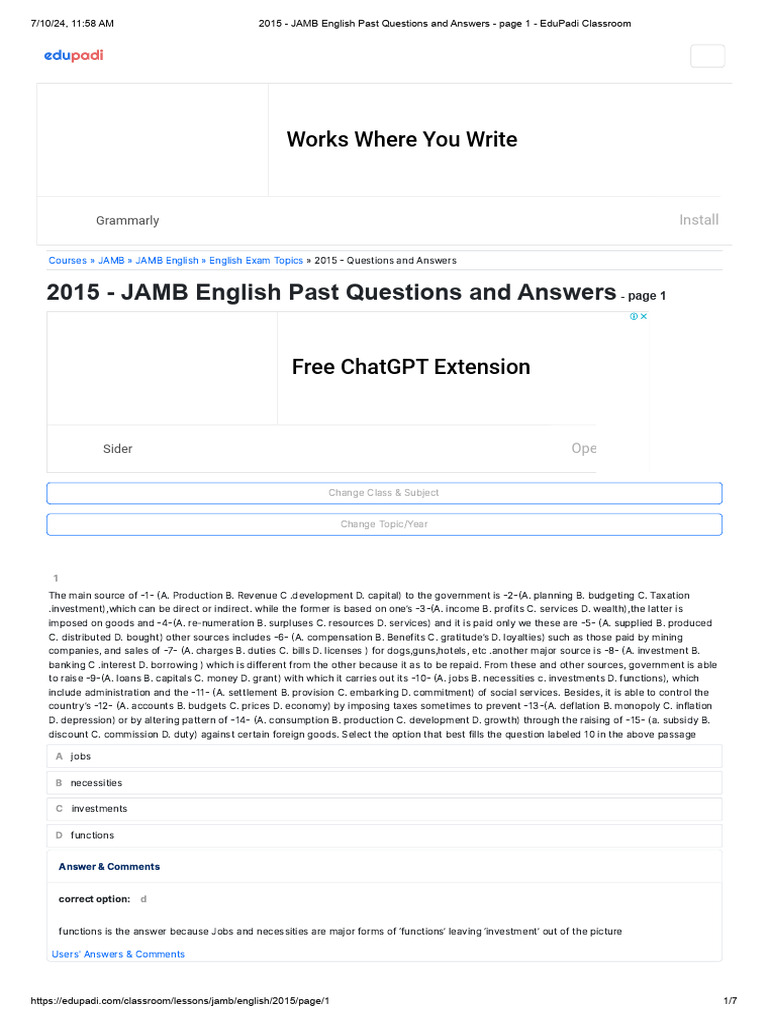 2015 - JAMB English Past Questions and Answers - Page 1 - EduPadi ...