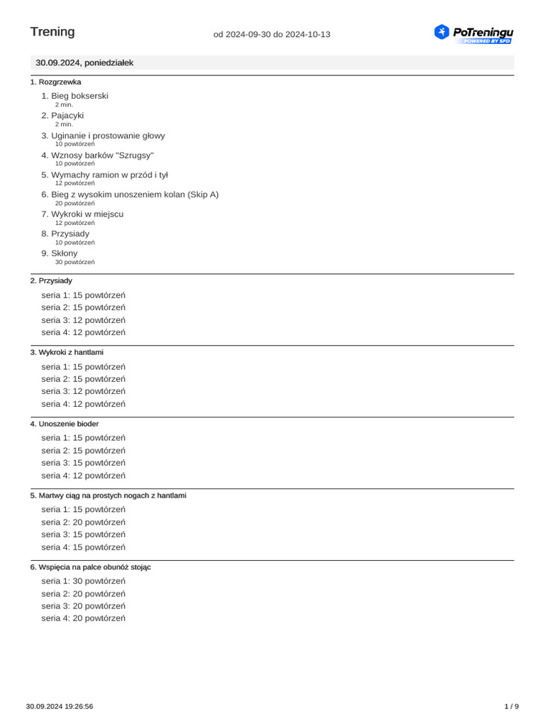 Trening-30 09-13 10 | PDF