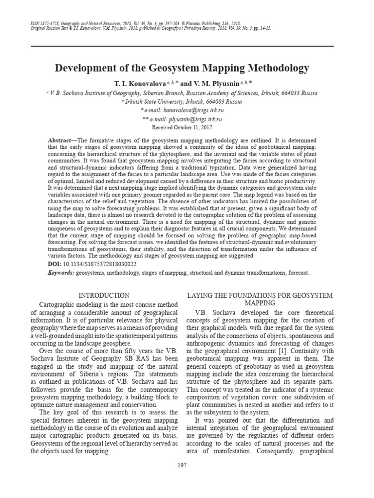 ARTIGO - Development of the Geosystem Mapping Methodology | PDF