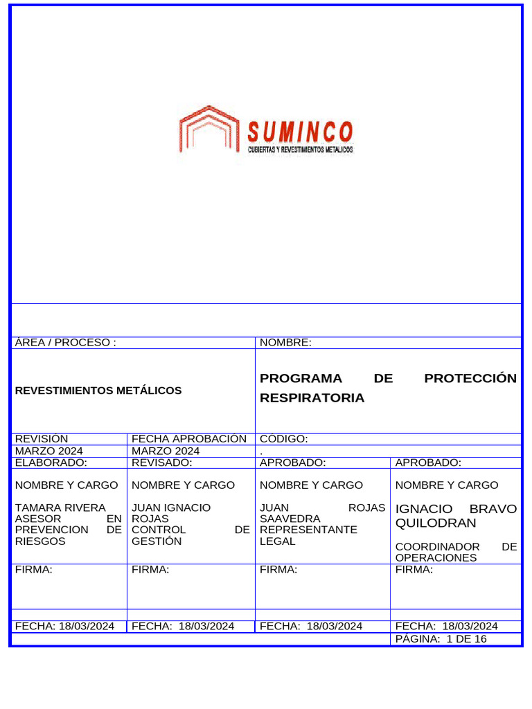PROGRAMA DE PROTECCION RESPIRATORIA | PDF PROGRAMA DE PROTECCION RESPIRATORIA | PDF