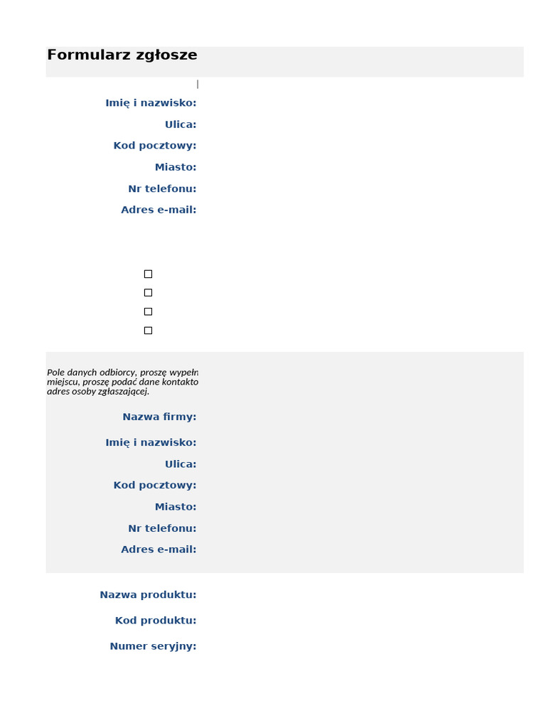 Formularz Rekojmia NTZU | PDF