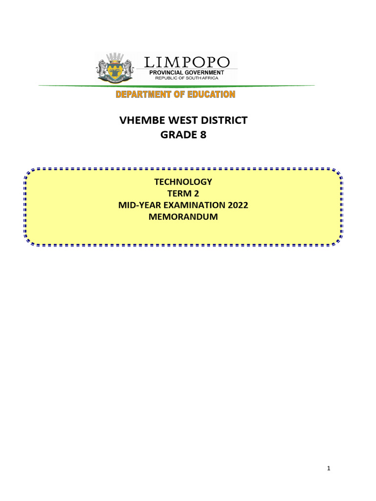 Grade 8 Technology Term2 Memo 2022_090831 | PDF