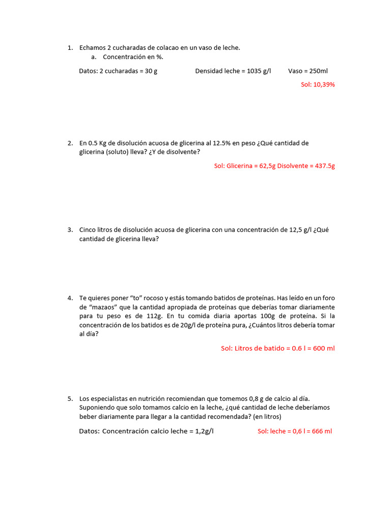 Ejercicios disoluciones repaso (4) | PDF
