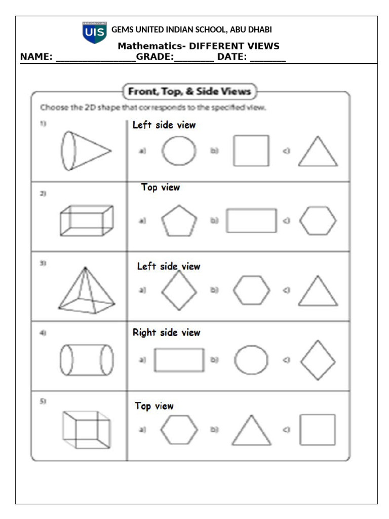 3-d Shapes Different Views | PDF