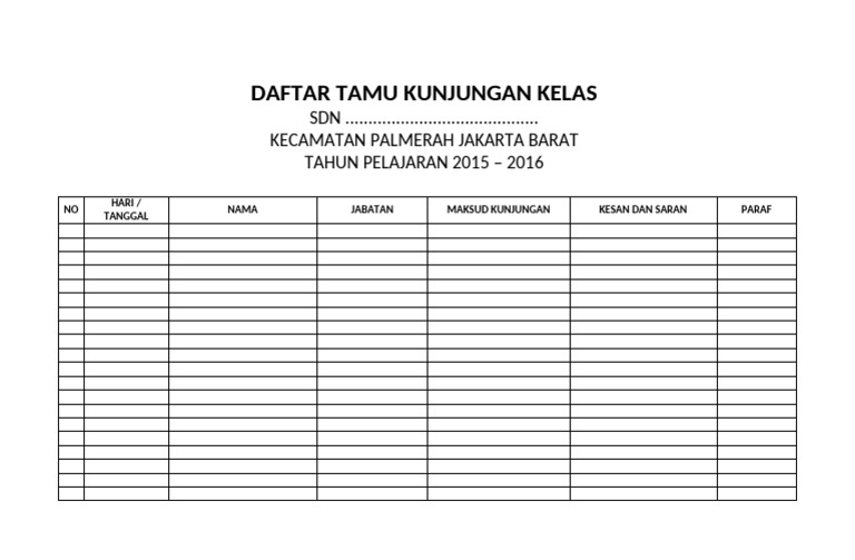 27 Daftar Tamu Kunjungan Kelas | PDF