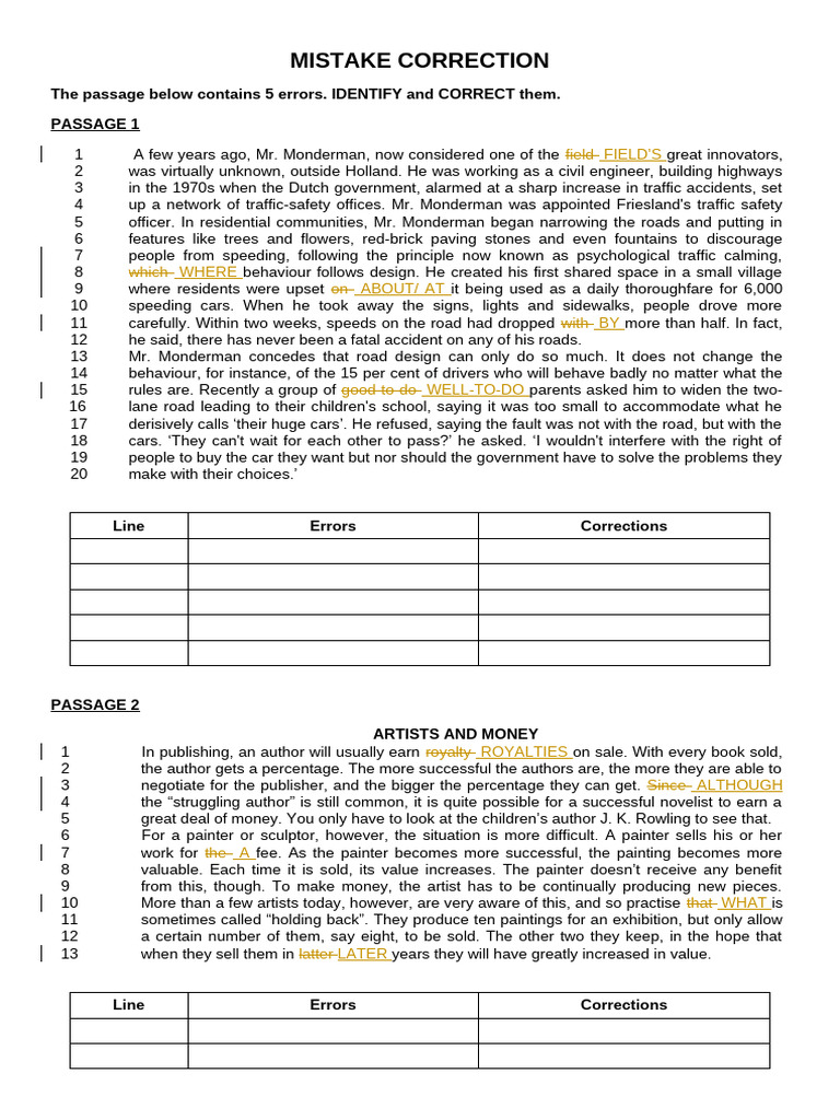 MISTAKE CORRECTION PARA 2 | PDF