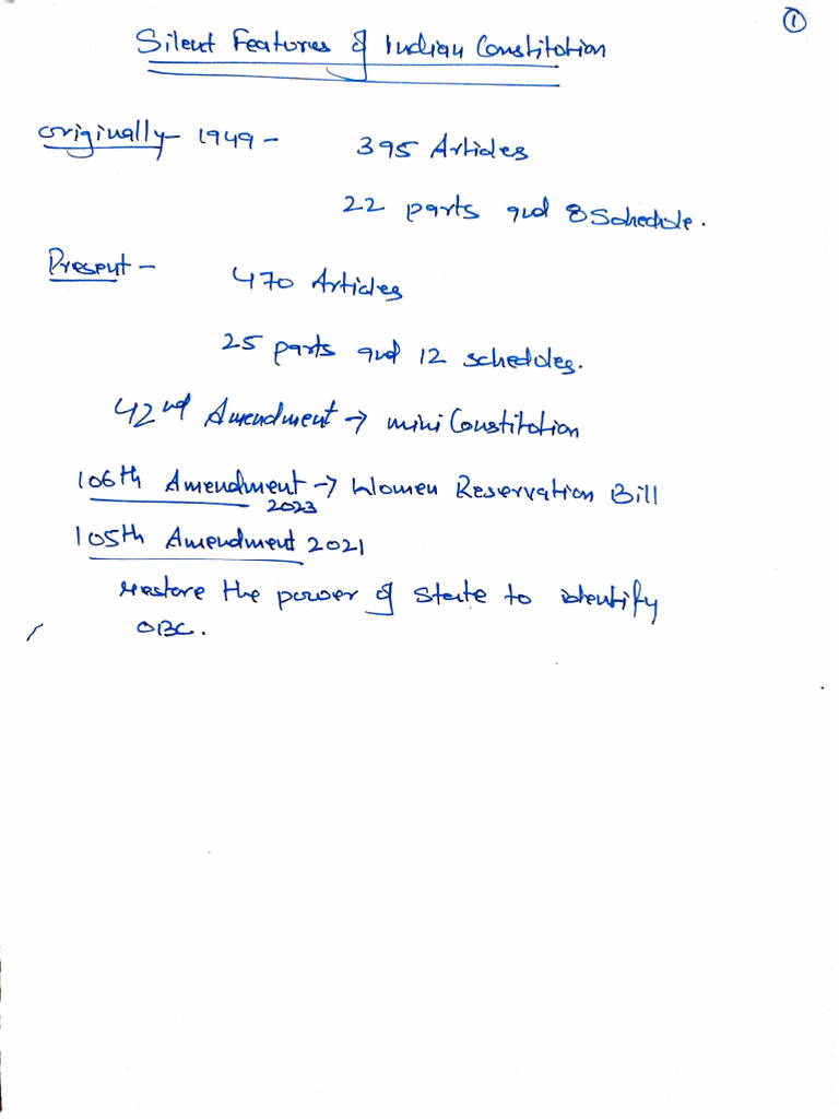 Silent Features of Indian Constitution | PDF