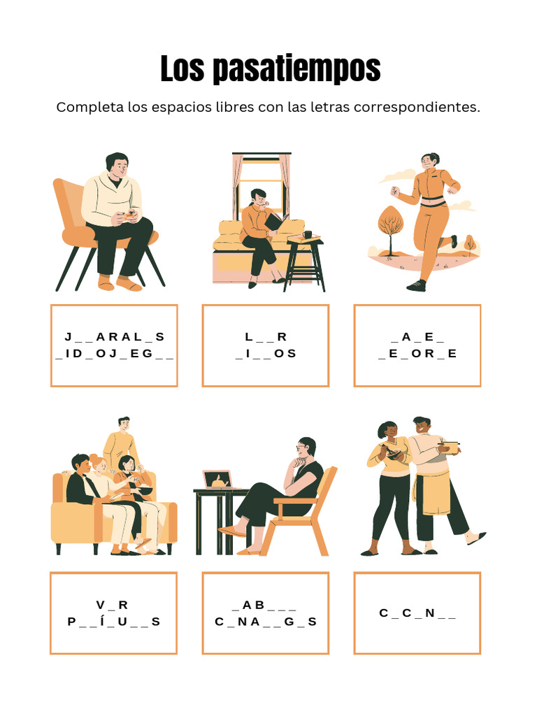 Naranja Ilustrativo Los Pasatiempos Ficha de Ejercicios | PDF
