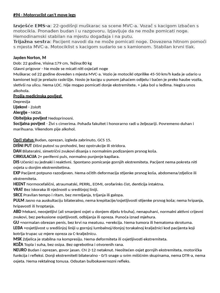 94 Motorcyclist Can't Move Legs OK | PDF
