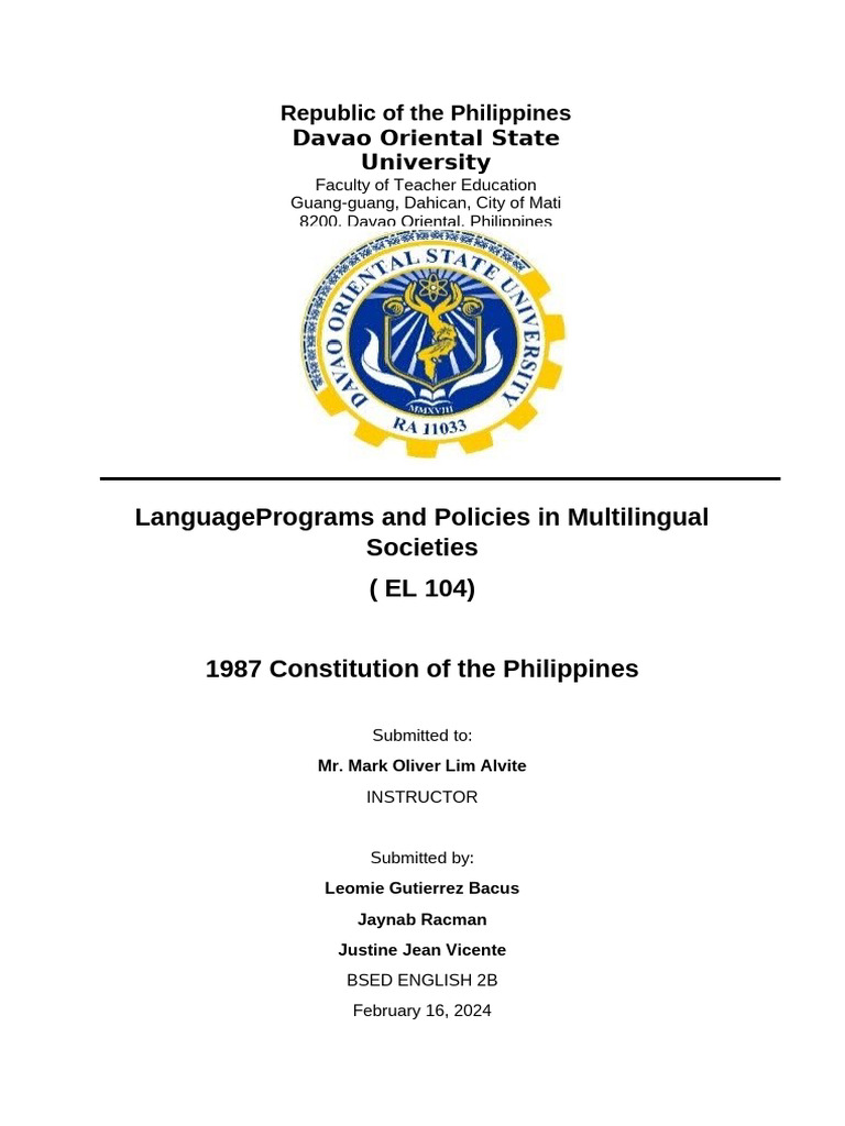 EL-104_1987 constitution | PDF